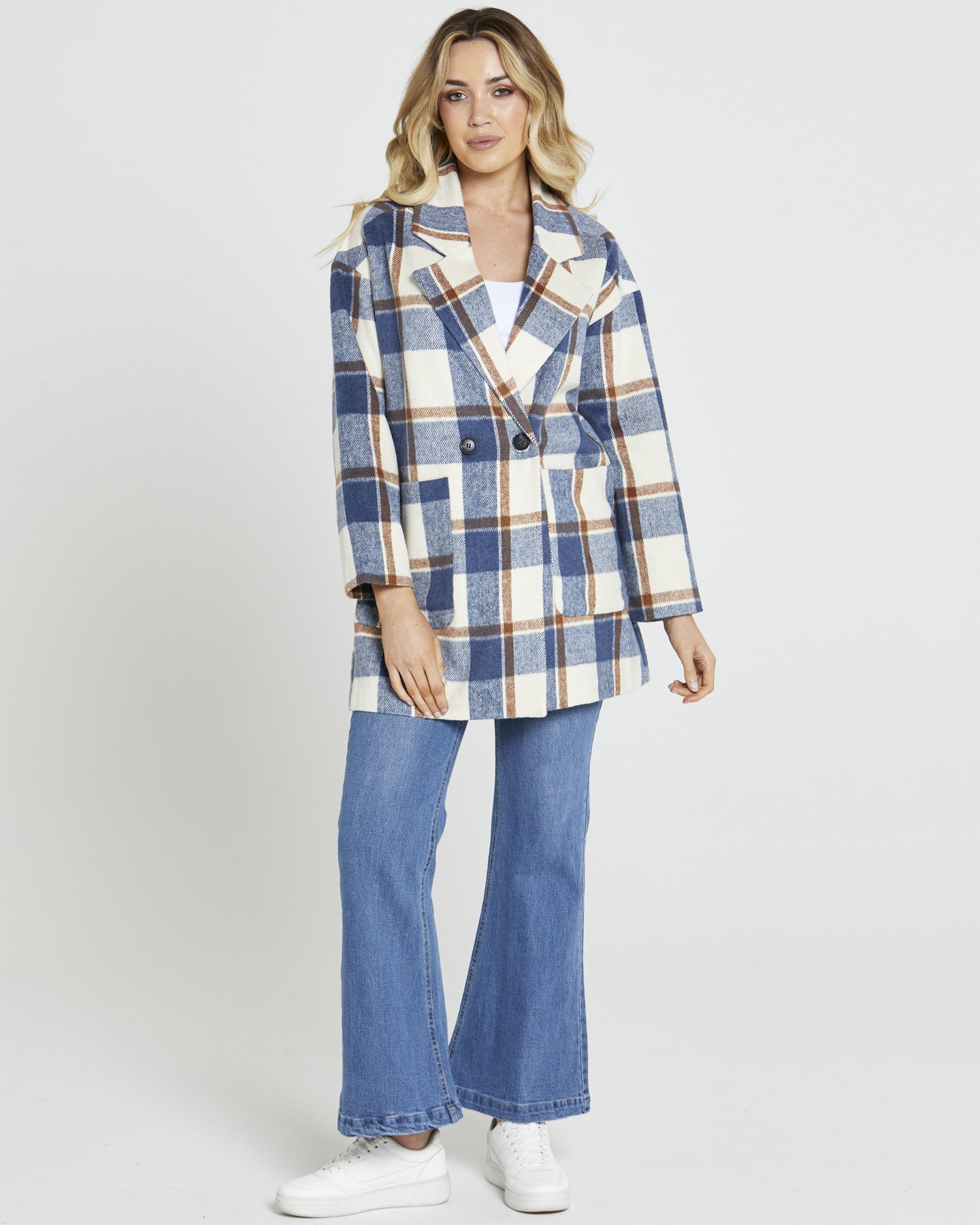 Sass - Gracie Check Coat - Tops-Coats / Jackets : Mhor - Sass A23