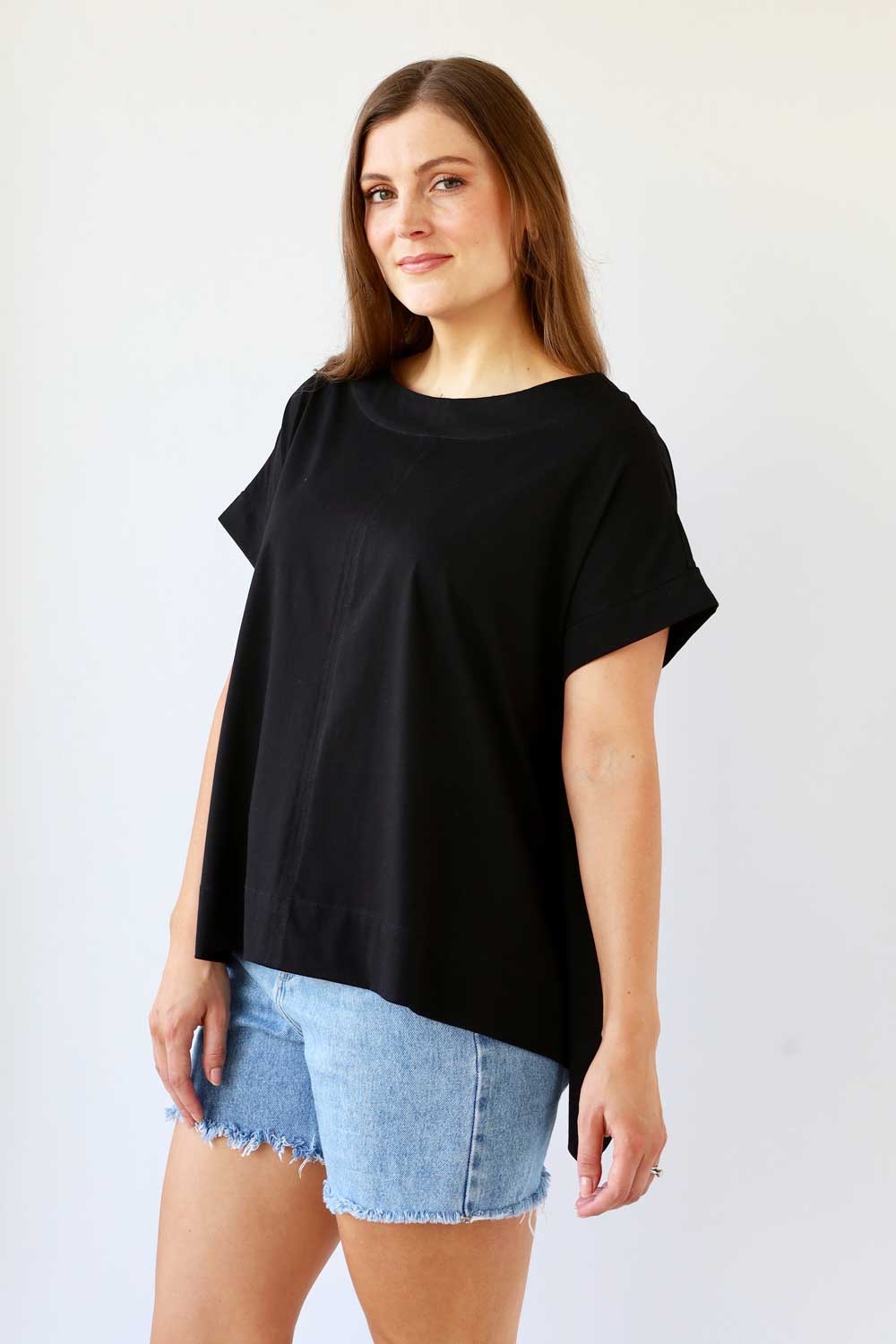 White On Black - Drop Sides Tee - Tops-Tops & Tees : Mhor - White On ...