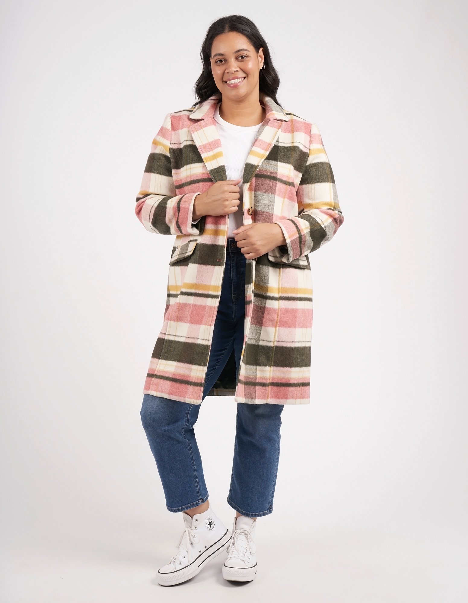 Elm - Blanche Check Coat - Tops-Coats / Jackets : Mhor - ELM A24