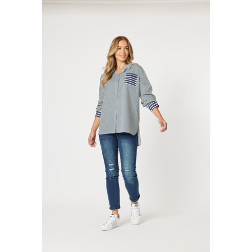 Threadz - Anna Stripe Shirt - Tops-Tops & Tees : Mhor - Threadz A24