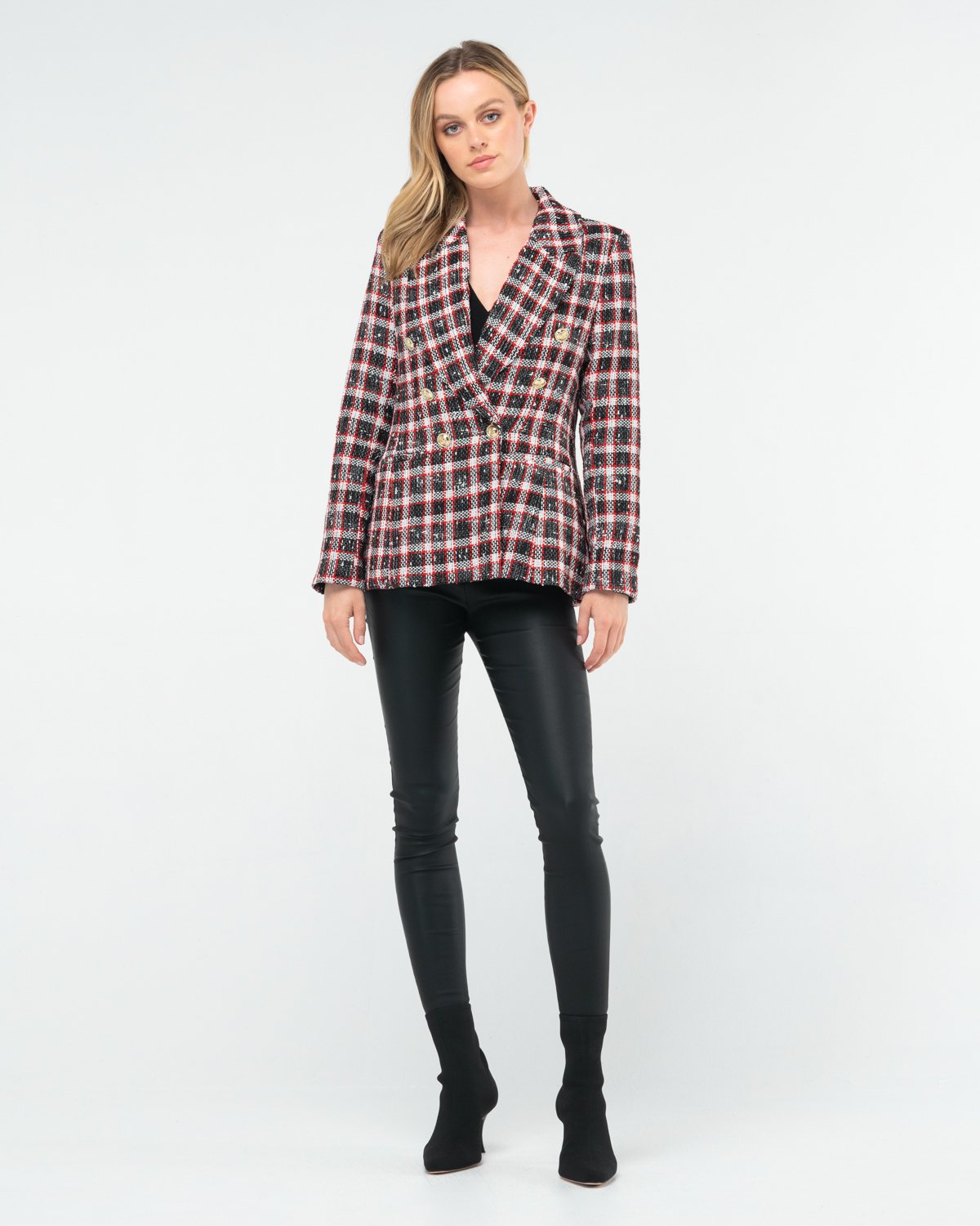 White Closet - Check Blazer - Tops-Coats / Jackets : Mhor - White ...